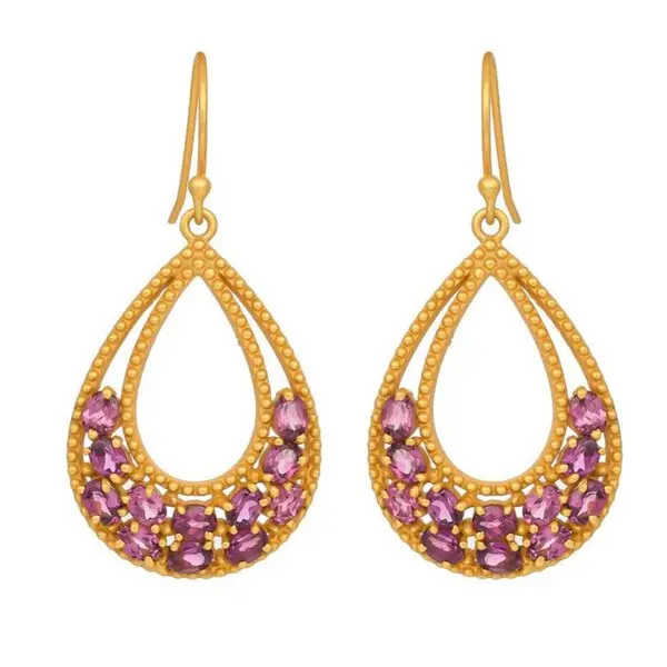 OPIUM JEWELS Teardrop Amethyst Earrings - Gold/yellow