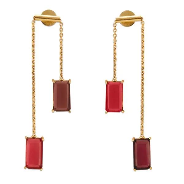 DHWANI BANSAL Kandi Earrings With Amethyst And Topaz Glass Gems - Gold/pink