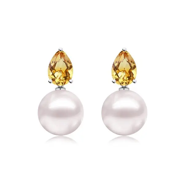 KAI FINE JEWELRY Convertible Citrine And Pearl Earrings - Yellow/silver/white