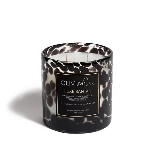 OLIVIA LE Luxe Santal Leopard Candle - Black