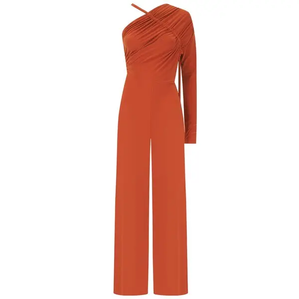 CELESTINE & MAE Ivy One-shoulder Jumpsuit - Orange