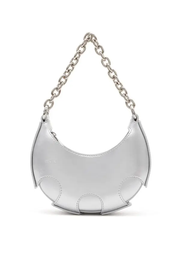 AMY LYNN Reno Leather Crescent Mini Bag - Silver