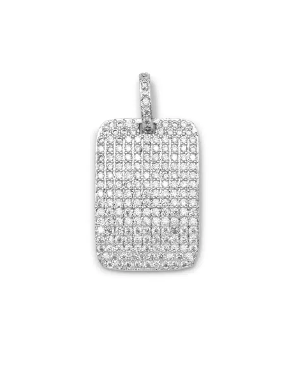 JAREDJAMIN Pavé Dog Tag Pendant Charm - Silver