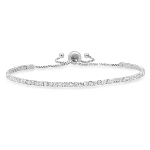 KYLIE HARPER Petite Cz Adjustable Tennis Bracelet - Silver