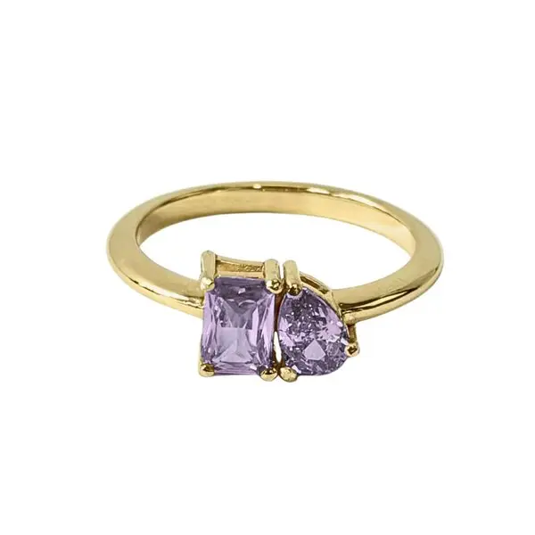 BELINDA JEWELZ Toi Et Moi Alexandrite Birthstone Ring - Purple