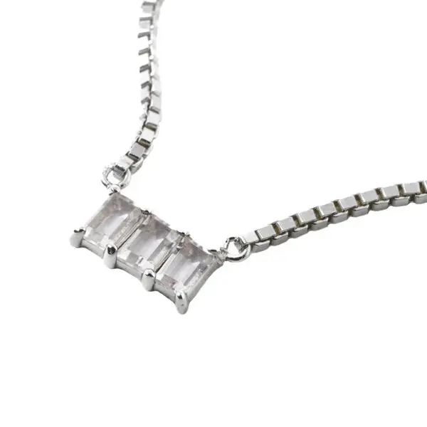 NASI SILVER Kadima Baguette Topaz Necklace - White