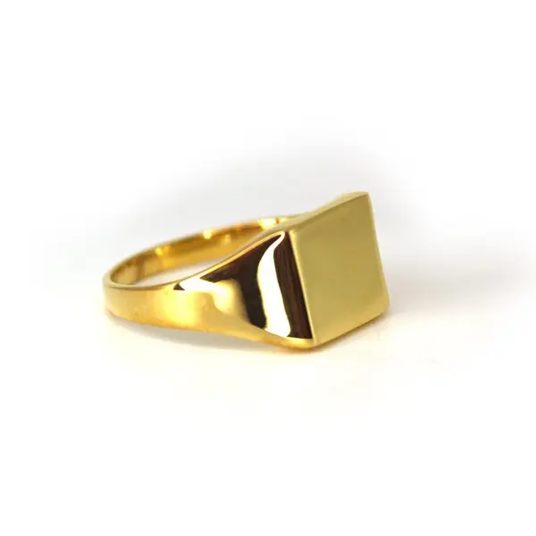 VICSTONENYC FINE JEWELRY Signet Ring Square - Gold