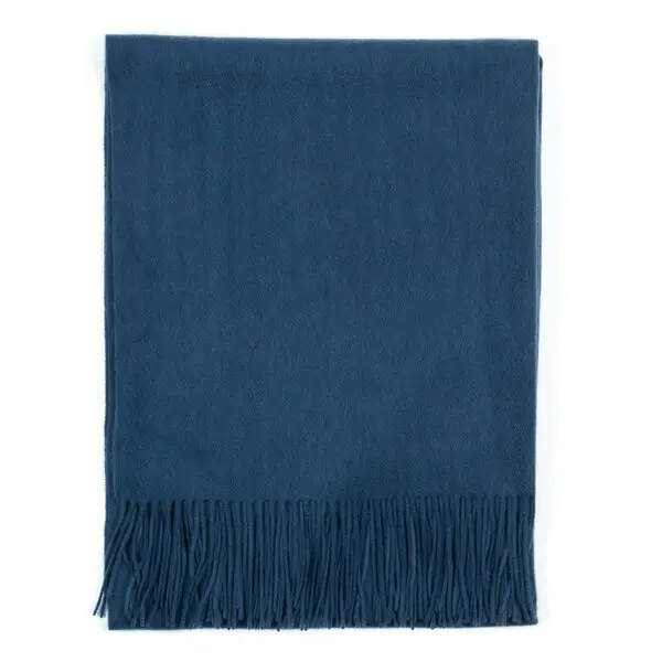 BEL CASHMERE Cashmere Stole With Fringes Dark - Blue
