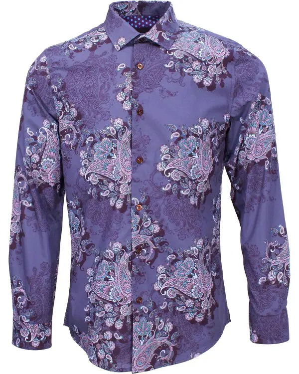 LORDS OF HARLECH Norman Random Paisley Shirt Skipper - Blue
