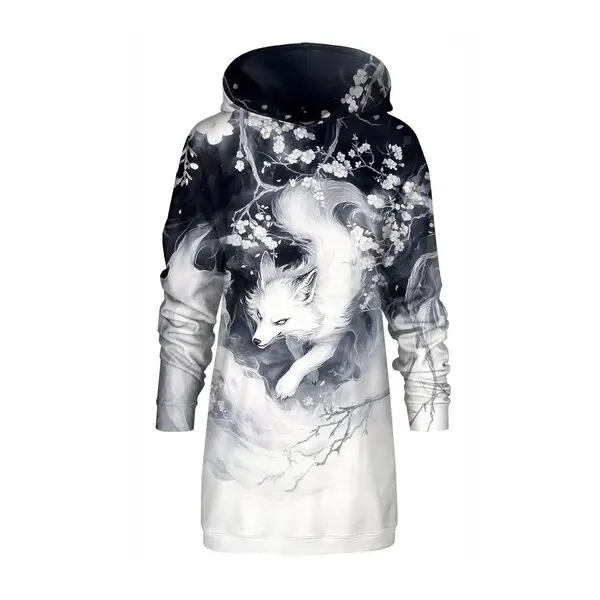 ALOHA FROM DEER Neutrals Ghost Fox Oversize Hoodie Dress - Blue