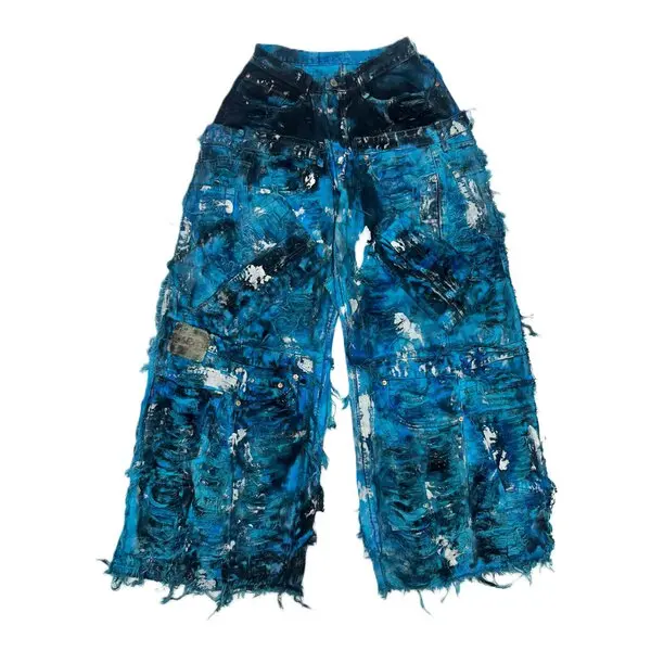 ZASTASTUDIO Wearable Ruins Shredded Denim Wide Leg Pants