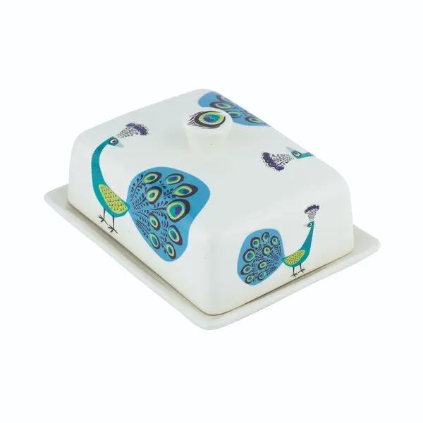 Hannah Turner Peacock Butter Dish - Blue