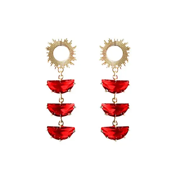 ADRIANA PAPPAS DESIGNS Supernova Drop Earrings - Gold/red