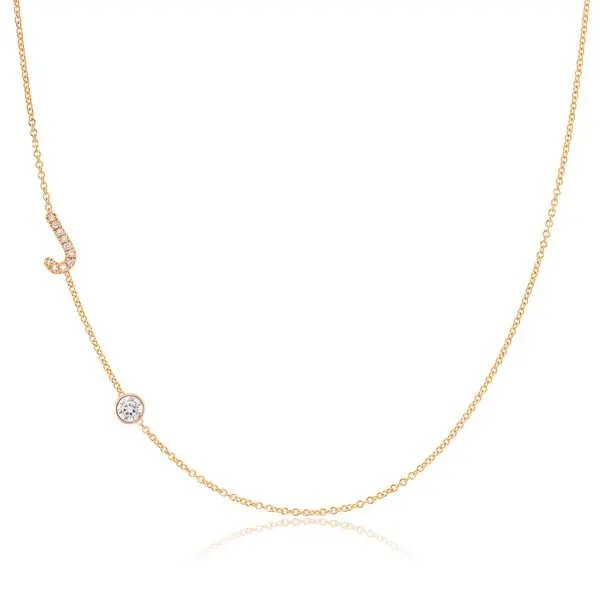Maya Brenner Designs 14k Gold Diamond Pavé Monogram Necklace - Rose Gold