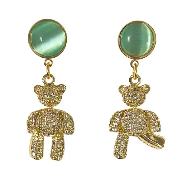 NINEMOO Bear Stud Earrings - Gold/blue