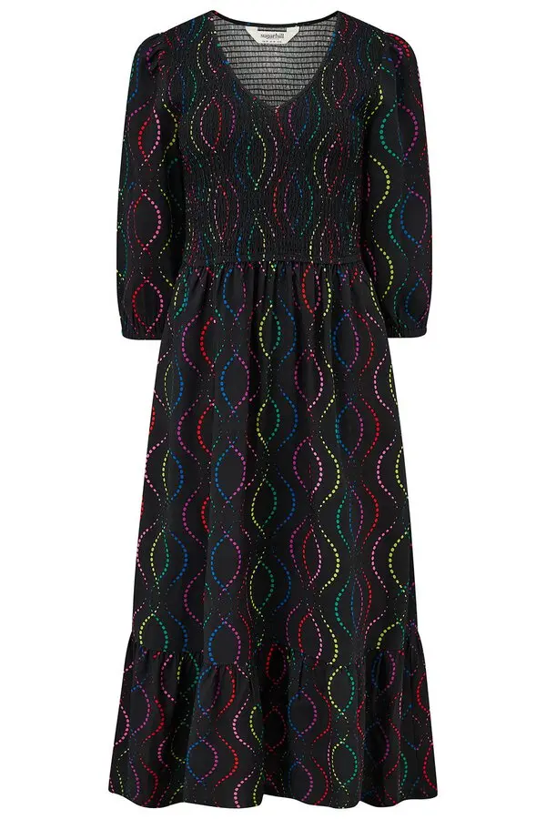 SUGARHILL BRIGHTON Magdalene Shirred Midi Dress