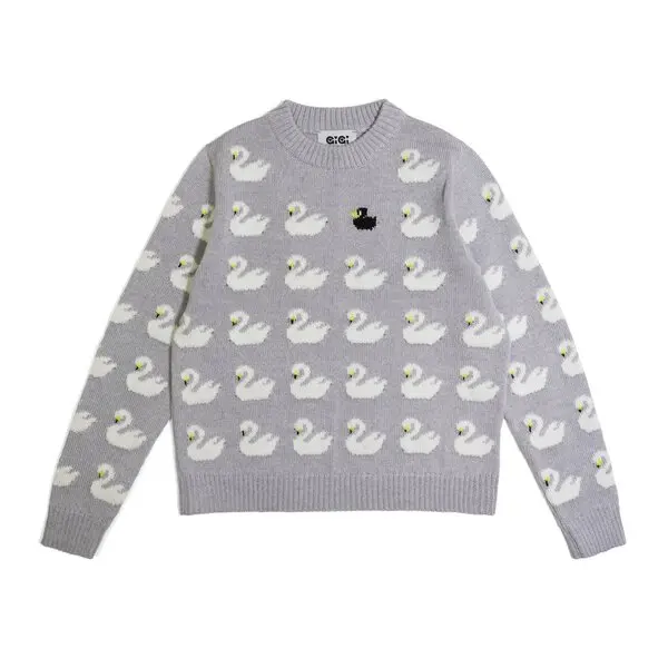 GIGI KNITWEAR Swan Jacquard Merino Wool Sweater