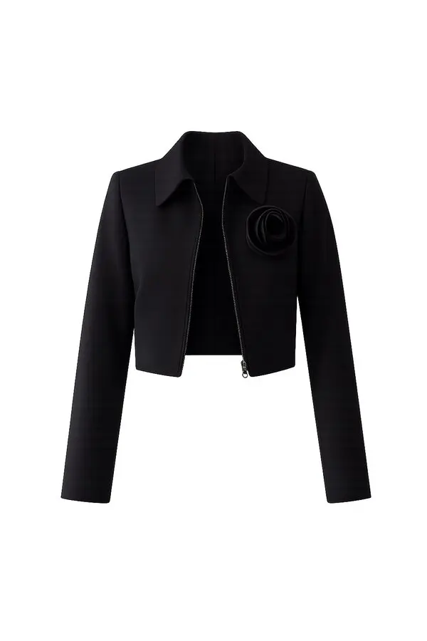 EXQUISE Regular Fit Jacket With Rose Detail