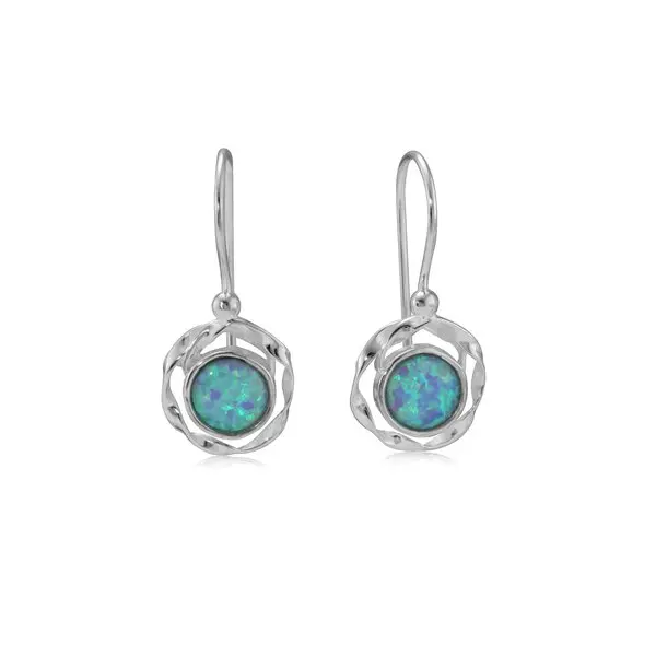 ISLA SILVER Blue Opal Drop Earrings - Blue/silver