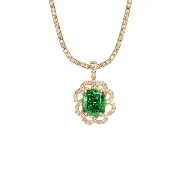 Arte Madrid Artē Madrid Tourmaline And Diamond Pendant Necklace - Green