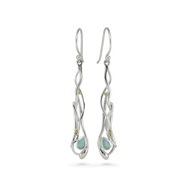 ISLA SILVER Aqua Chalcedony Drop Earrings - Blue/silver