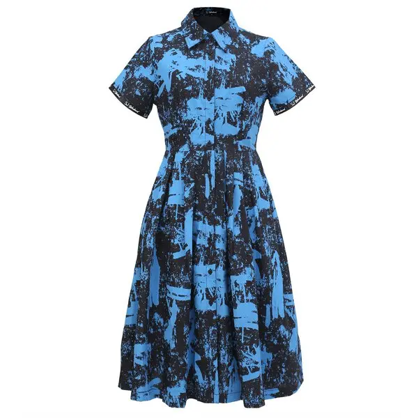 SMART AND JOY Printed Cotton Shirt Dress - Blue