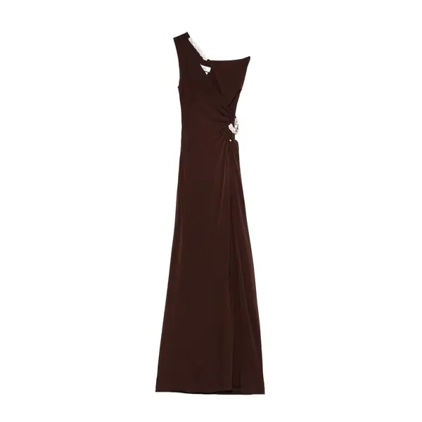 NISSA Crystal-embellished Jersey Maxi Dress - Brown