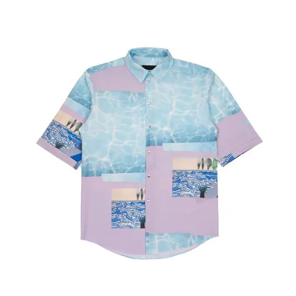 MYSIMPLICATED Water Design Short Sleeve Shirt - Purple/blue