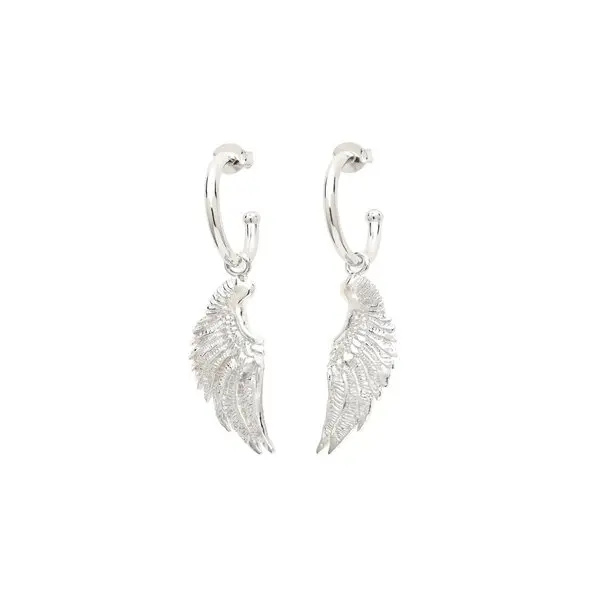 SEVEN SAINTS Angel Wing Hoop Earrings - Silver