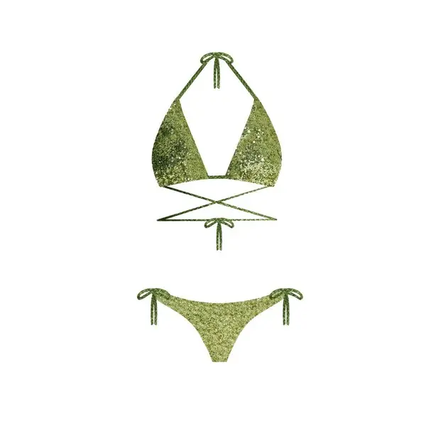 NUR KARAATA Triangle Bikini Set - Green