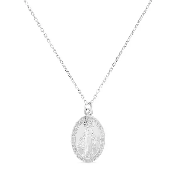 ELK & BLOOM Virgin Mary Miraculous Medal Choker Necklace - Silver
