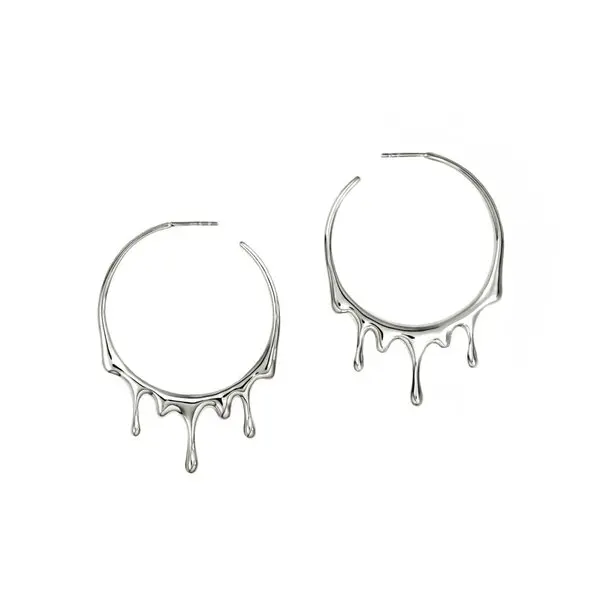 MARIE JUNE JEWELRY Sterling Dripping Hoop Earrings - Silver