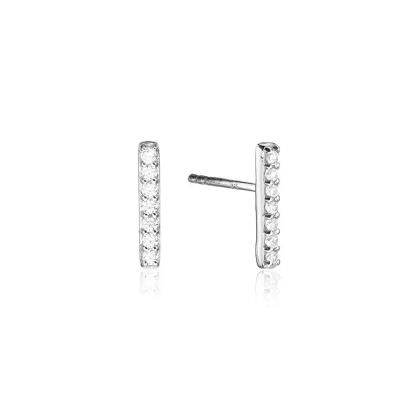 LILY & ROO Diamond Style Bar Stud Earrings - Silver