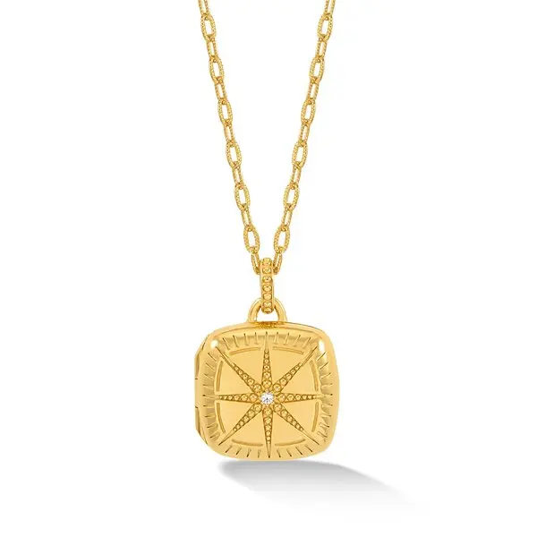 DOWER & HALL Sapphire Stellar Locket In Vermeil - Gold