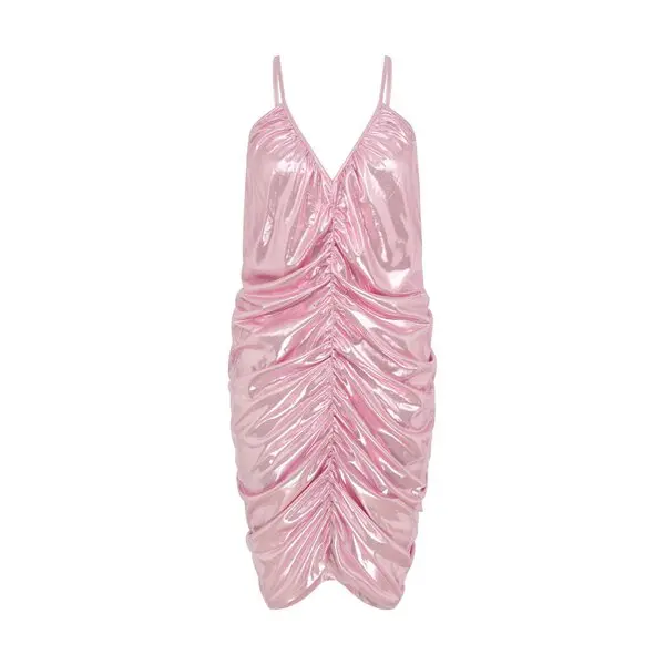 SOUR FIGS Metallic Ruched Mini Dress