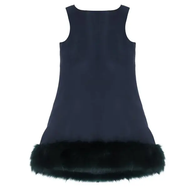 28NATELIER Velvet Mini Dress With Faux Fur Trim