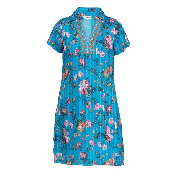 NIZA By Short Sleeve Floral Printed Dress