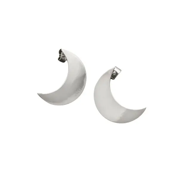 ZULA JEWELRY + DESIGN Crescent Moon Stud Earrings - Silver