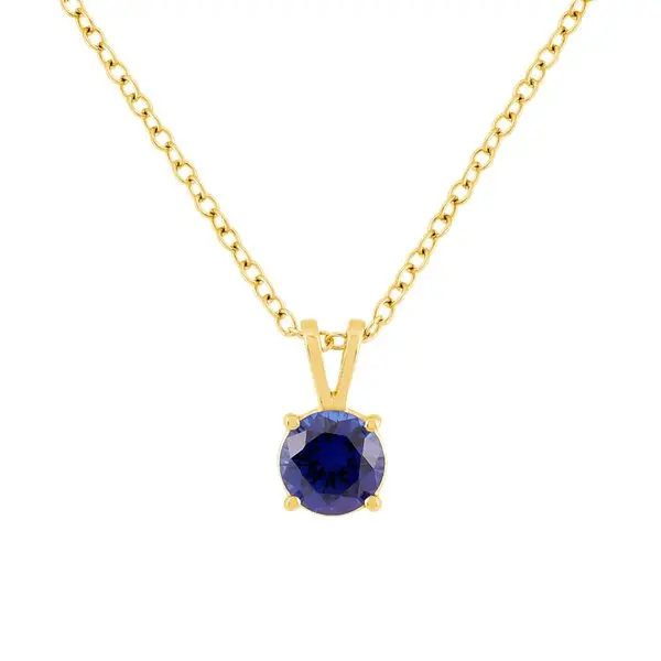 AVIR NEW YORK Solid Yellow Gold Lab Grown Sapphire Necklace - Blue