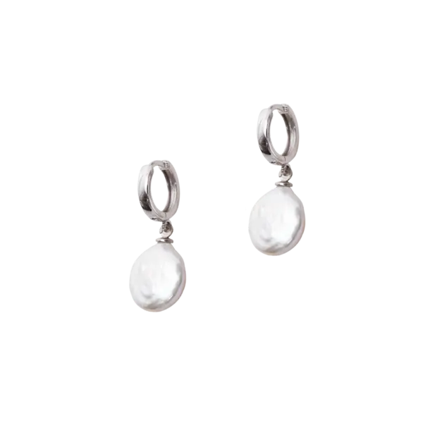 SPERO LONDON Treated Freshwater Cultured Baroque Pearl Drop Earrings - Silver