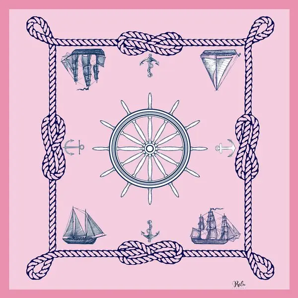 RALUFINEART Silk Scarf Nautical Chic Color - Pink