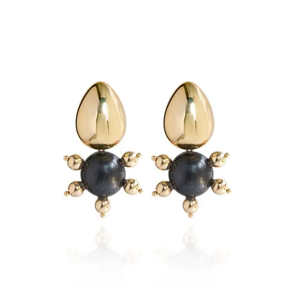 SAULE LABEL Black Coral Tulia Earrings - Black/gold