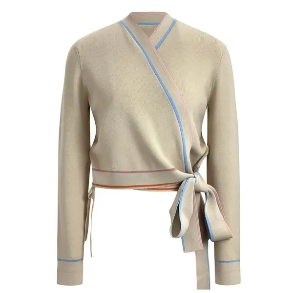 ROCH PEREL Trimmed Wrap Sweater - Brown