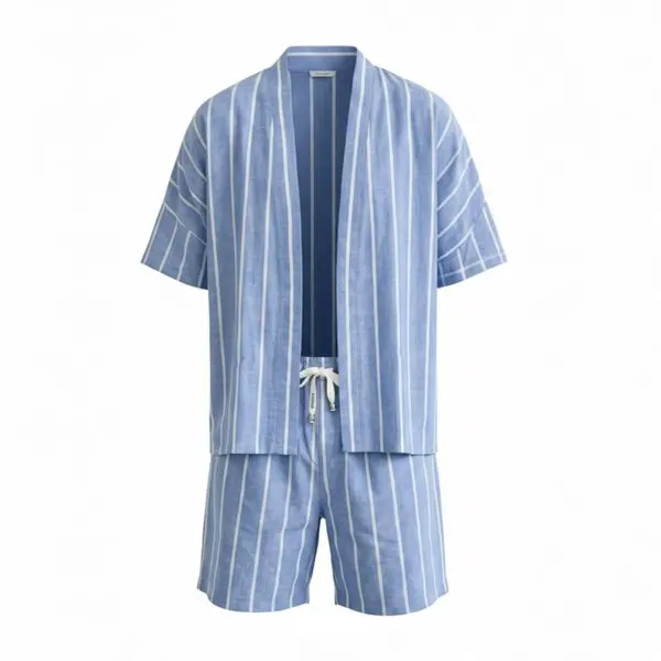 ORIGIN OF HEARTS Valerie Nautical Stripe Resort Kimono Set - Blue/white