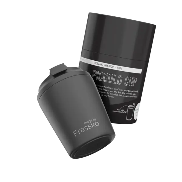 Fressko Piccolo 4oz / 118ml Reusable Coffee Cup, Ceramic Coal - Black