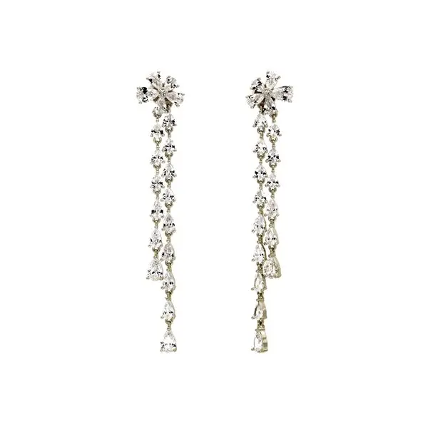 VICSTONENYC FINE JEWELRY Flower Dangle Earrings - Silver
