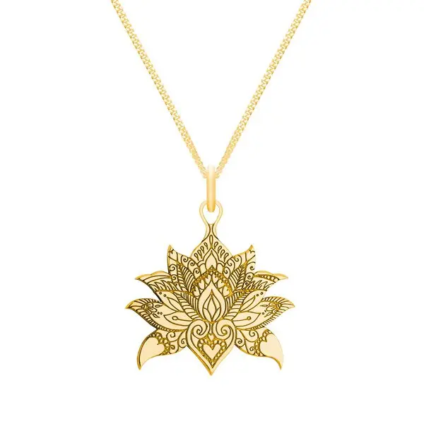 CARTERGORE Small Lotus Flower Pendant Necklace - Gold