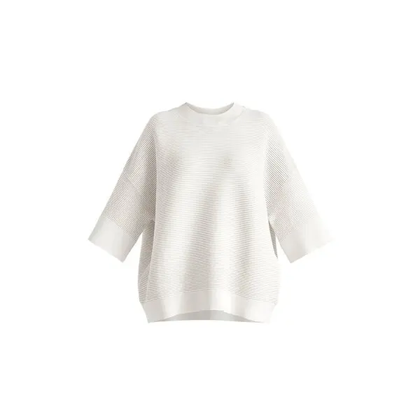 PAISIE Mock Neck Ribbed Jumper - White