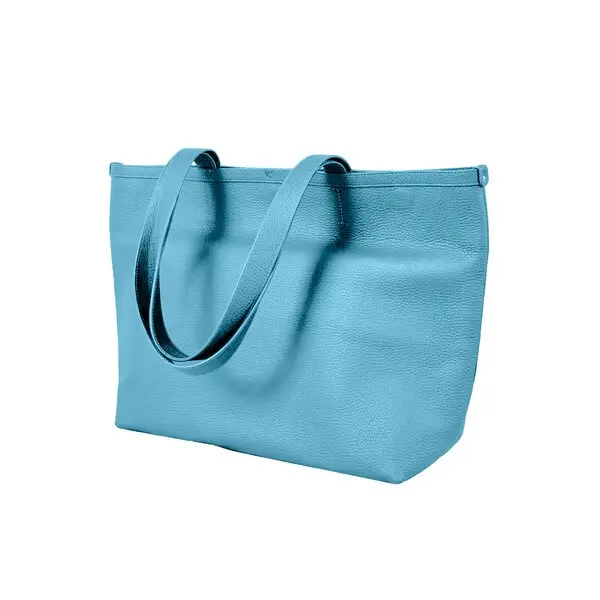 GODI. Handmade Leather Tote Bag - Blue/white