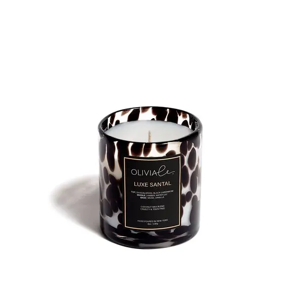 OLIVIA LE Luxe Santal Leopard Candle Small - Black